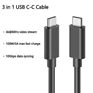 Akingdleo Portable External Monitor Cable,10Gbps USB 3.1 USB C 100W Fast Charging, 4K@60Hz Video Output, Compatible for ASUS ZenScreen MB16A/ MB14AC/ MB16AC USB Type-C Portable Monitor