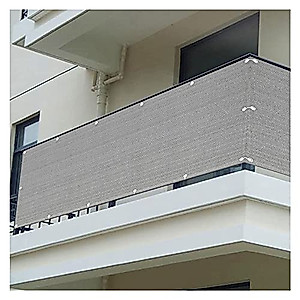 ALBN Balcony Privacy Protective Screens Fence Shade Net Cover with Metal Holes HDPE UV-Proof for Outdoor Yard Wall Garden with Cable Ties (Color : Mixed Gray, Size : 0.9x4m)