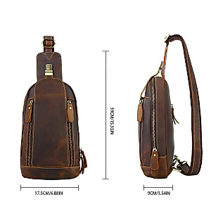 Leathario Men's Leather Sling bag Chest bag One shoulder bag Crossbody Bag Backpack for men