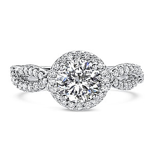 Engagement Ring 1.5 CT Twist Halo Moissanite Engagement Rings for Women 10k Size 4