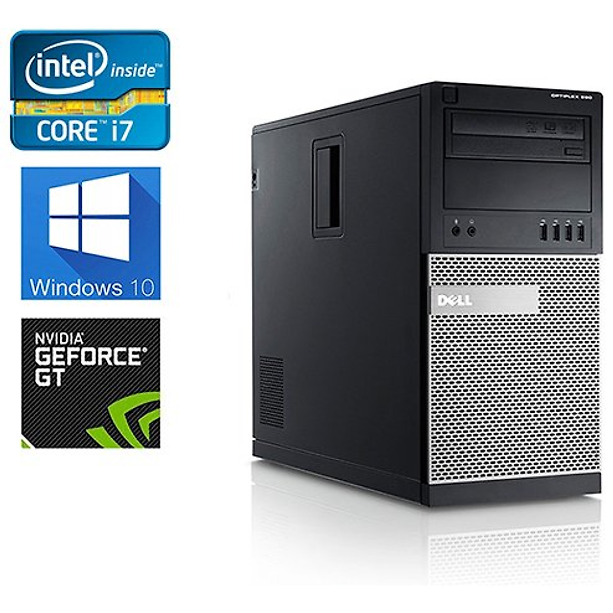 Dell Gaming Optiplex 990 Mini-Tower Computer, Intel Core i7 upto 3.8GHz CPU, 16GB DDR3 Memory,New 250GB SSD + 1TB HDD, WiFi, Windows 10 Pro, Nvidia GT710 2GB, (Renewed)