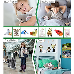 DolliBu Shark Stuffed Animal with Baseball Plush - Soft Huggable Shark, Adorable Playtime Plush Toy, Cute Wildlife Gift, Super Soft Plush Doll Animal Toy for Kids and Adults - 6 Inch