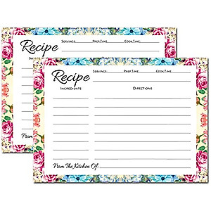 Pioneer Woman Recipe Box with Cards (50 Count Floral Recipe Cards), Recipe Card Box, Recipe Boxes, Recipe Cards 4x6 Inches, 4x6 Recipe Cards, Wooden Recipe Box (Acacia)