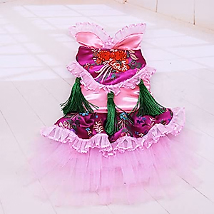 guohanfsh Pet Accessories,Pet Costume Chinese Style Dress-up Skin-Friendly Dogs Cats Tulle Princess Dress Pet Supplies Pet Clothes Tassels Decor for