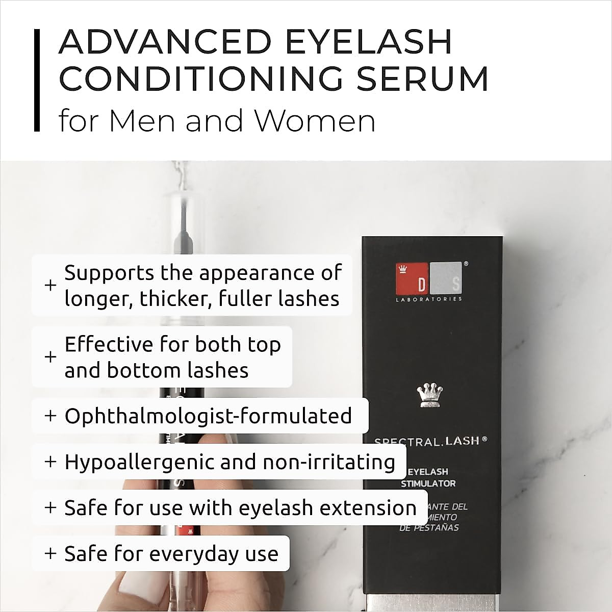 DS Laboratories Spectral.LASH Eyelash Growth Serum - Lash Serum for Eyelash Growth and Thickness, Eye Lash Growth Serum, Eyelash Conditioner, Eyelash Serum to Grow Lashes, Safe for Eyelash Extensions
