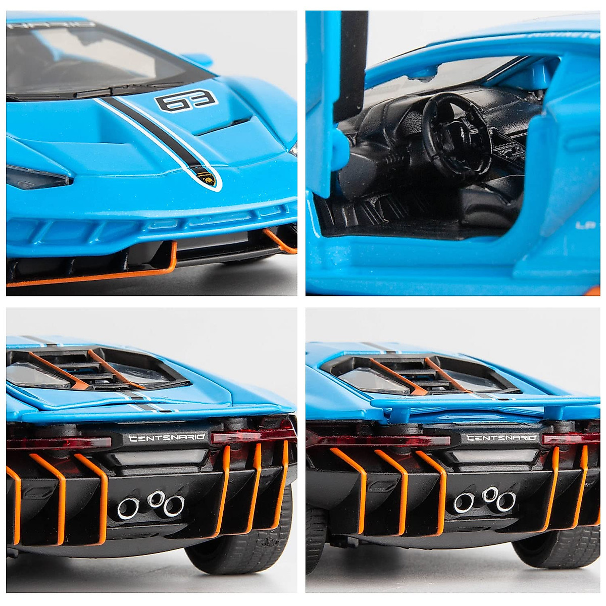 BDTCTK Compatible for 1:32 Lamborghini LP770 Model Car, Zinc Alloy Pull Back Toy Car with Sound and Light for Kids Boy Girl Blue