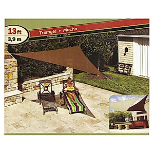 Coolaroo Ready-to-Hang Triangle Shade Sail Canopy, Mocha, 13 Feet