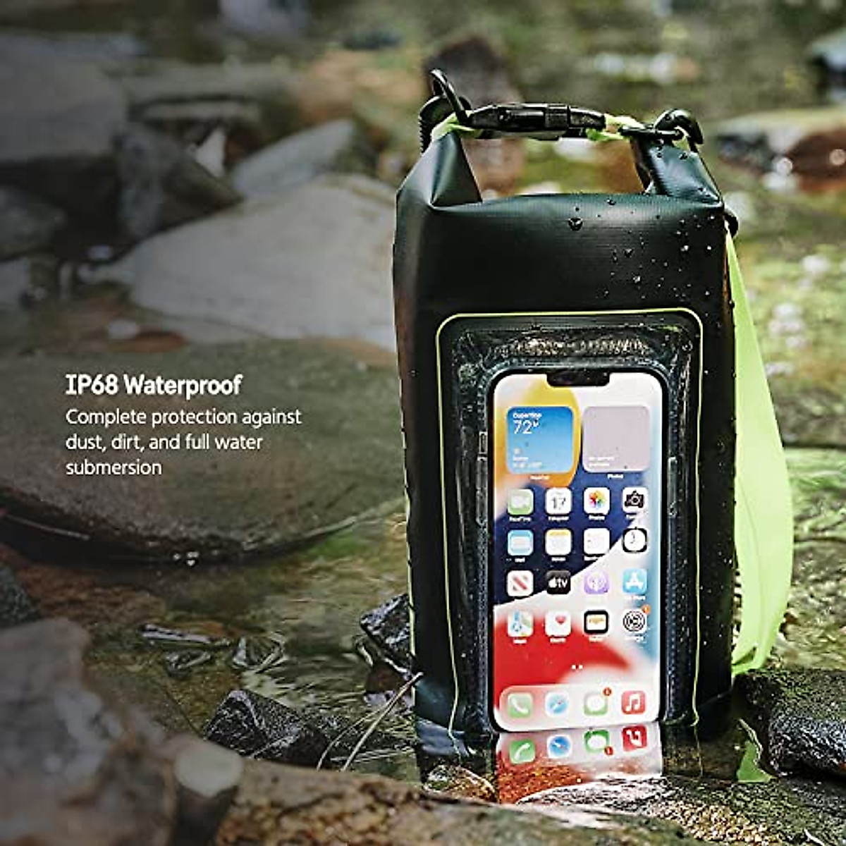 Pelican - Marine Series - IP68 Waterproof Floating Pouch + Roll Top Dry Bag (2L) - Black/Hi Vis Yellow