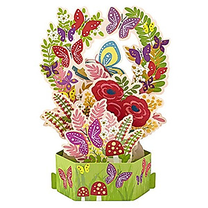 Hallmark Paper Wonder Pop Up Card for Birthday, Thinking of You, Congrats, or Any Occasion (Flowers and Butterflies)