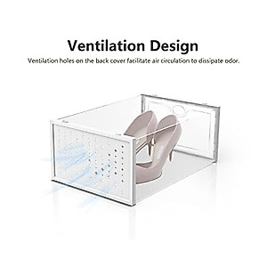 Pinkpum Shoe Ogranizer for Closet, 12 Pack Shoe Storage Boxes Clear Plastic Stackable Shoe Box, Shoe Containers Storage with Lids, Sneaker Container Bin Holder, Clear White