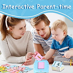 Talking Flash Cards Educational Toys - Talking Flashcards Learning Toys for Toddlers - Montessori Toys Flash Cards for Age 2 3 4 5 6 - Blue