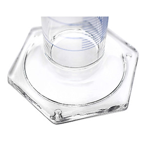 EISCO Graduated Cylinder, 50mL - ASTM, Class A Tolerance ±0.25mL - Protective Collar, Hexagonal Base - Blue Graduations - Borosilicate 3.3 Glass