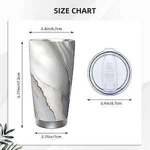 jshmgchw 3d Marble Texture 20oz Tumbler, Car Cup With Lid And Straw, Spill-Proof, Stainless Steel Double Wall Vacuum Insulated Reusable Coffee Travel Mug, For Cold Drinks, Hot Beverage