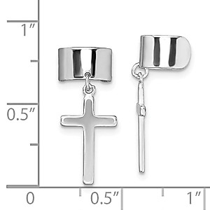FB Jewels Solid Sterling Silver Rhodium-Plated Cuff Cross Earrings