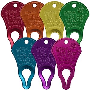 The Original Tick Key -Tick Detaching Device - Portable, Safe and Highly Effective Tick Detaching Tool (Rainbow 7 Pack)