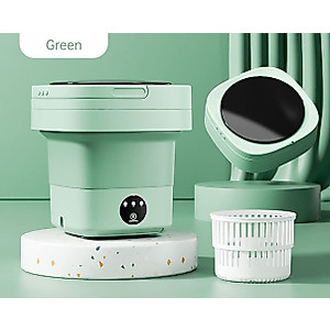 6.5L Folding Washing Machine，Mini 3 Modes Deep Cleaning Portable Clothes Washer and Dryer with Touch Screen and Drain Basket for Camping,Socks,Baby Clothes