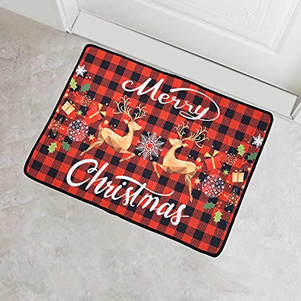 Juephe Non-Slip Christmas Rugs Christmas Mats 20 x 28.5 Inches， Holiday Rugs Winter Welcome Doormats Floor Mat for Indoor Outdoor Xmas Rug Home Garden Welcome Door mat Style 4