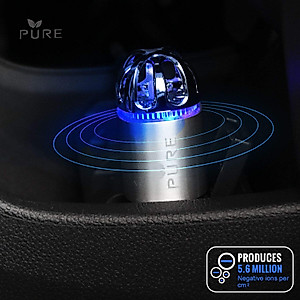 Car Air Purifier 3in1 Premium Stainless Steel Air Filter Ionizer w/Dual USB Quick Charge 3.0 USB-Eliminate Allergens Odor Smell, Smoke, Pets, Pollen Mold Bacteria w/Anti-Microbial Deodorizer (Silver)