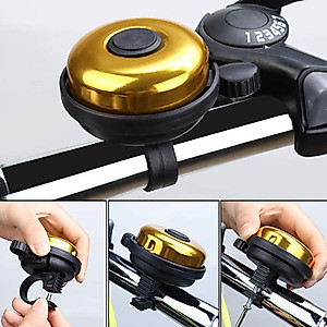 Musment Bicycle Bells, Classic Bicycle Bells, Aluminum Alloy Bicycle Bells, Bicycle Bells with Loud and Clear Sound for Adults and Children (Golden), 0.83inch-0.86inch
