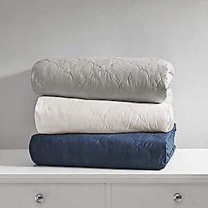 Beautyrest Deluxe Weighted Adult, Ogee Quilted 100% Cotton, Glass Beads Filling, and Removable Cover Calming Heavy Blankets, 60" x 70"-12Lbs, White