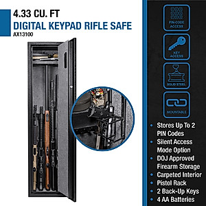 BARSKA AX13100 4.33 Cubic Foot Keypad Rifle Safe, One Size, Black