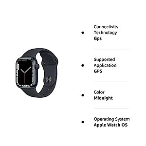 Apple Watch Series 7 (GPS, 41mm) Midnight Aluminum Case with Midnight Sport Band, Regular (Renewed)