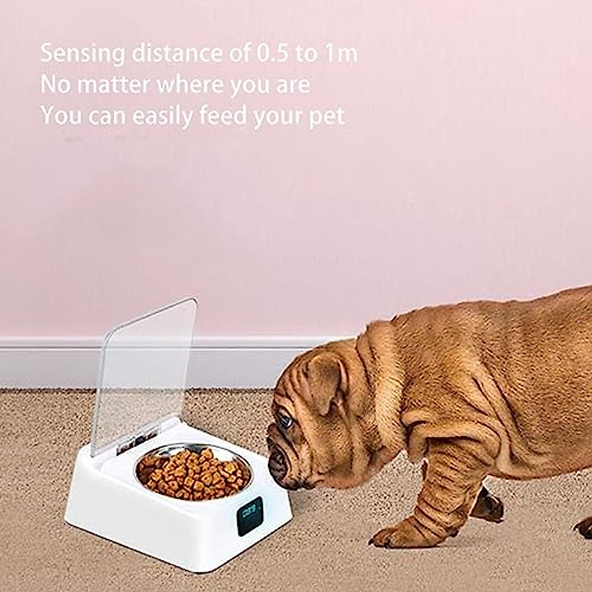 Zerodis Automatic Cat Feeder Pet Smart Feeder Induction Cat Food Dispenser Lid Opening Rechargeable Dog Cat Feeding Bowl for Small Medium Pet 350ml Pet Dry Food