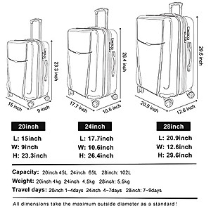 Feybaul Luggage 3 Piece Set Suitcase Lightweight Hardside Removable-Spinner Wheels with TSA Lock(20',24',28')_Black, 828