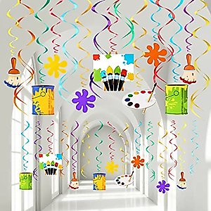 54 Pieces Art Party Decorations Hanging Swirls Painting Party Hanging Decorations Painting Party Supplies