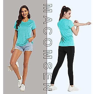 MAGCOMSEN Womens Workout Shirts Short Sleeve Fishing Shirts Fitness Tee Yoga Tops Cool Running T Shirts Light Green Large