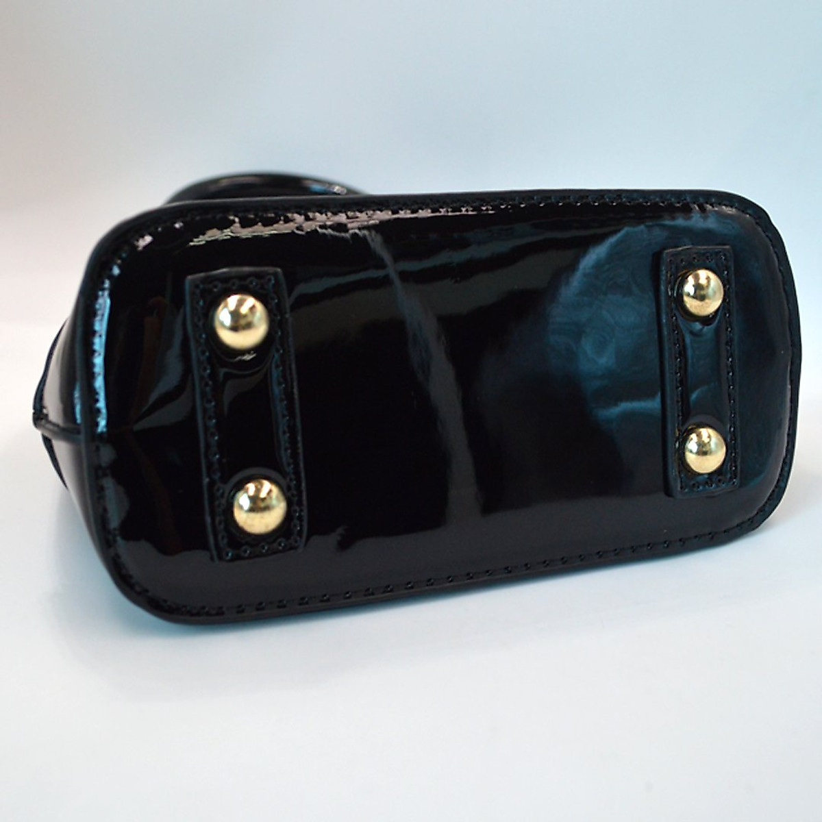 Zip Around Dome Patent Satchel Mini Top Handle Toe Bag Shell Shape Purse Handbags (black)