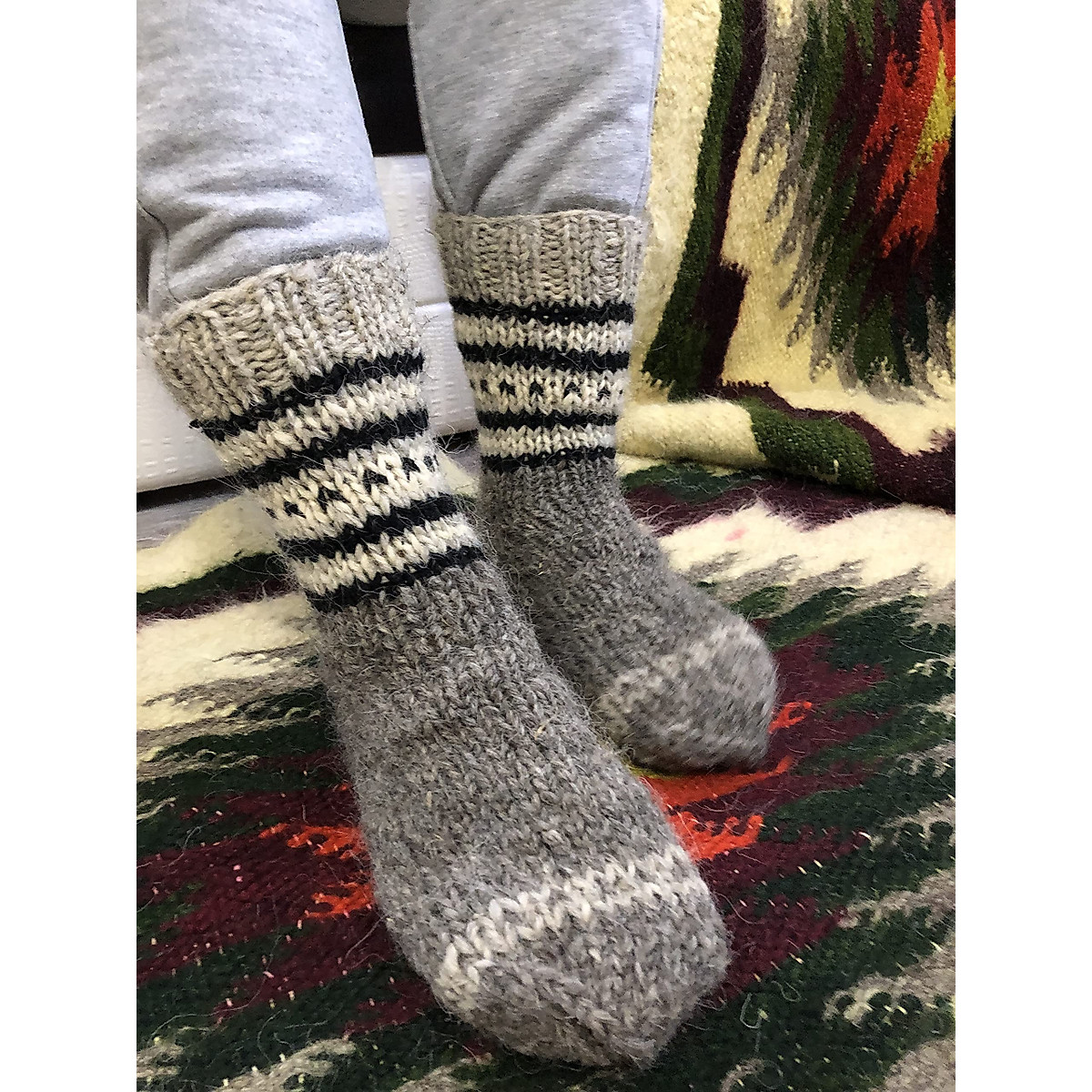 Wool socks for women, Hand Knitted Woolen Socks of natural wool, Wool socks for men, Large Sizes, Extra Thick, Bed wool socks, Winter socks, Warm socks, Cozy socks, Made In Ukraine (Men's 11-11.5)