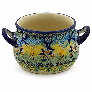 Authentic Polish Pottery 12 oz Bouillon Cup (Birds In The Sunset Theme) Signature UNIKAT + Certificate of Authenticity