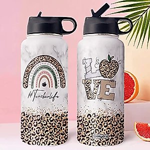 64HYDRO 32oz Teacher Life Teacher Gifts Stainless Steel Bottle with Straw Lid, Double Wall Vacuum Thermos Insulated Travel Coffee Bottle - AERZ1712014Z