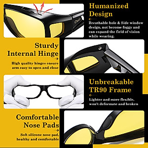 DUCO Night Vision Glasses for Driving at Dusk Rainy Day Anti Glare Fit Over Wrap Around Eyewear Glasses UV400 Polarized 8953Y