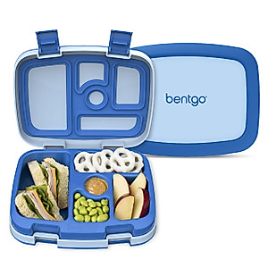 Bentgo® Kids Leak-Proof, 5-Compartment Bento-Style Kids Lunch Box - Ideal Portion Sizes for Ages 3 to 7, BPA-Free, Dishwasher Safe, Food-Safe Materials, 2-Year Warranty (Blue)