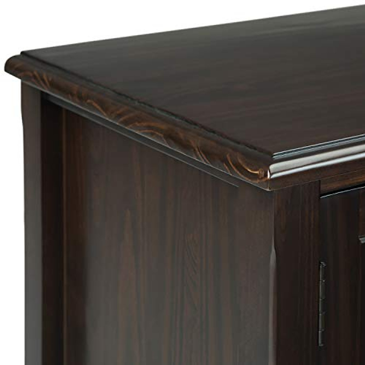 SIMPLIHOME Burlington SOLID WOOD 72 inch Wide Transitional TV Media Stand in Mahogany Brown For TVs up to 80 inches for the Living Room and Entertainment Center
