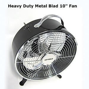 Optimus F-6310BK F-6310 2-Speed 50-Watt 10-In. Portable Retro Drum Fan (Black)