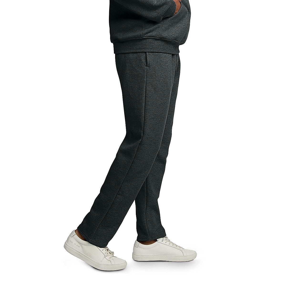 Fruit of the Loom Men's Eversoft Fleece Open Bottom Sweatpants with Pockets, Relaxed Fit, Moisture Wicking, Breathable, Black Heather, Small