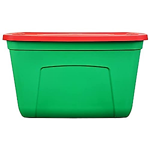 SIMPLYKLEEN 4-Pack Christmas Storage Totes with Lids (Red/Green), 18-Gallon (72-Quart) Organization Bins, 25.50" x 17.00" x 15.25", Holiday Organizer, Plastic Storage Container Made in the USA
