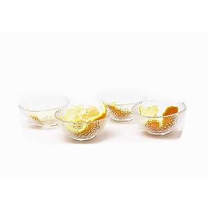 Leoyoubei 3 Ounce 3.25x1.5 inch Heat Resistant Glass Bowl for Ice Cream Dessert,Soy Sauce Dishes,Appetizer Spoons Stackable,Mini Side Dishes Ramekins Transparent 4 Packs (Point Bowl)