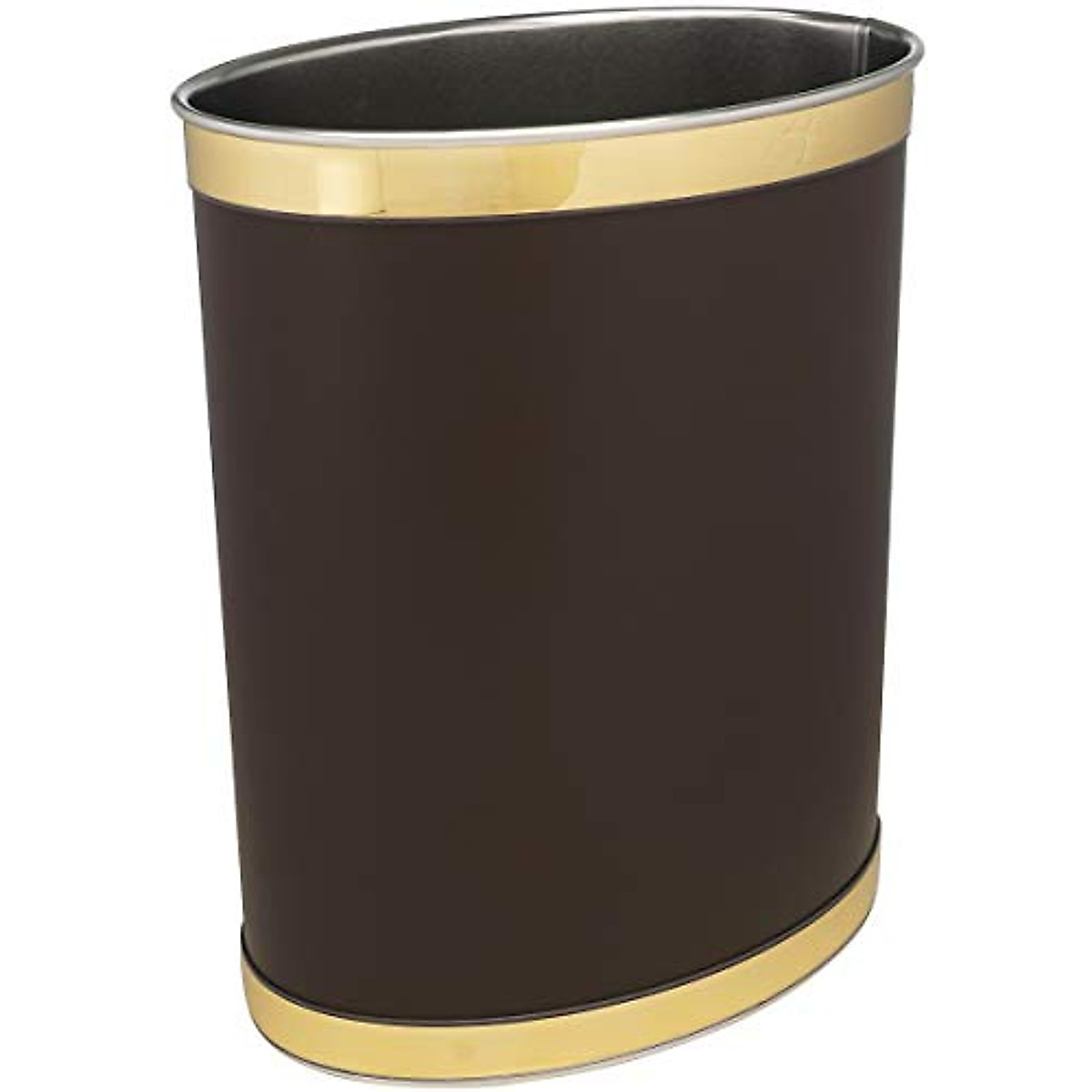 Made in USA 5-Gallon Sleek and Stylish Vinyl Mylar Waste Basket (13" X 11") (Faux Brown Leather)