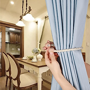 Fenghuangwu 2 Pack Magnetic Curtain Tiebacks for Drapes,Outdoor Elegant Decorative Tie Backs Weave Holdbacks for Blackout Sheer Window Treatment, Upgrade (Silver, Ball)