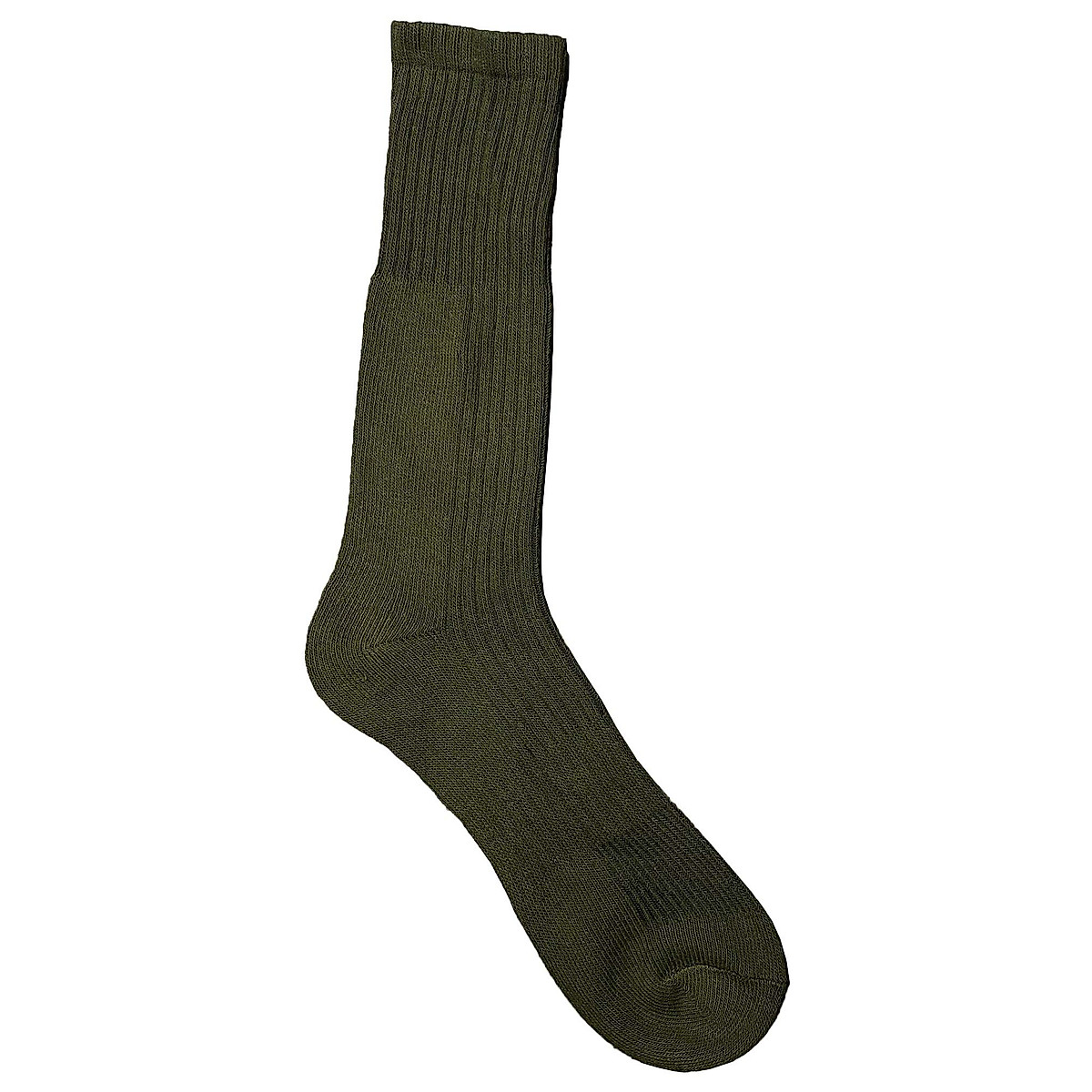 Yacht & Smith 6 Pairs Of Mens Military Grade Thick Padded Terry Lined Cotton Socks, Ribbed, Dry Wicking, Heavy Duty Crew Sock Green