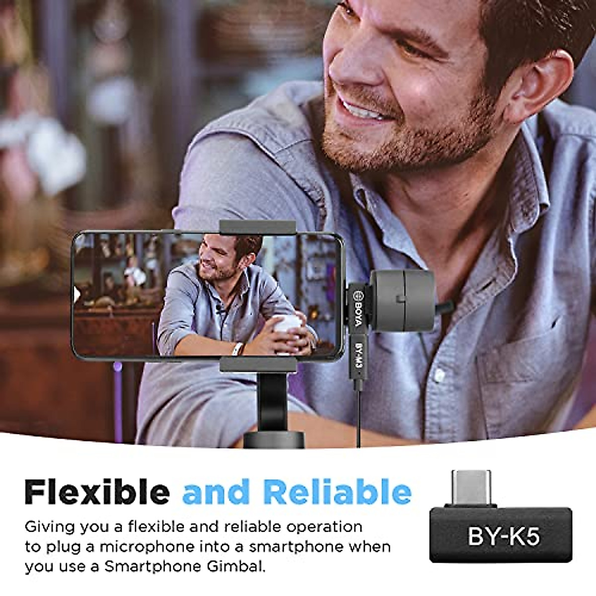 BOYA USB C Right Angle Adapter, by-K5 90 Degree USB C to USB Type-C Male to Female Adapter for Laptop, Tablet, Mobile Phone -Black