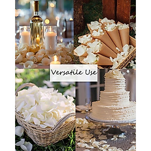 REAL Rose Petals, Pearl White Freeze-Dried Petals 3.5oz Biodegradabel Wedding Natural Confetti, Perfectly Preserved Flower Petals for Table Decorations