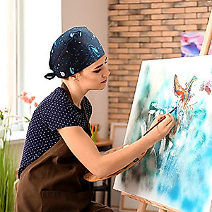 Geyoga 6 Pieces Adjustable Working Caps with Button Gourd Tie Back Bouffant Hats Sweatband Caps Breathable Hair Cover for Women Men