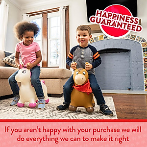 WADDLE Bouncy Hopper Inflatable Hopping Animal, Indoors and Outdoors Toy for Toddlers and Kids, Pump Included, Boys and Girls Ages 2 Years and U (Brown Horse)