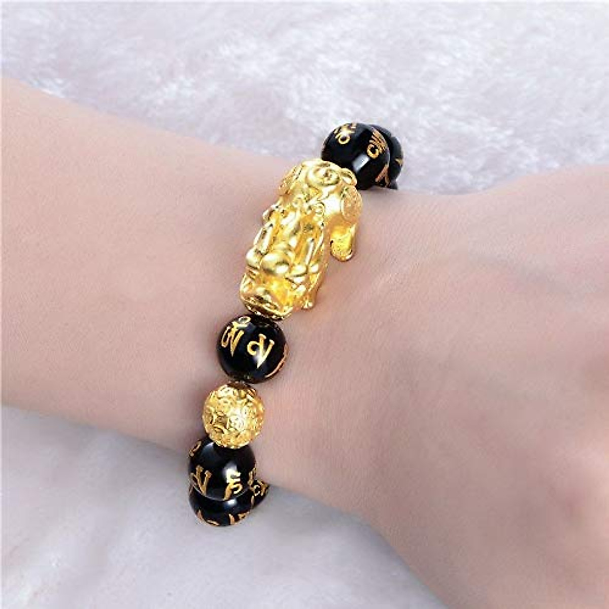 Black Obsidian Wealth Bracelet, 2 Pcs Pi Xiu Bracelet Good Luck Bracelets for Women Men Attract Wealth Money Jewelry