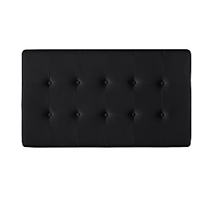 24KF Black Wall Mounted Tufted Button Twin Headboard,Soft Comfortable Velvet Padded Twin Size Headboard -6035-T-Black